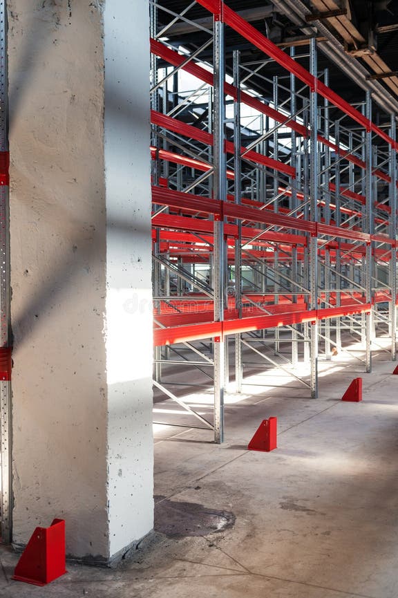 Warehouse with Empty High Pallet Racks, Shelving System Stock Image ...