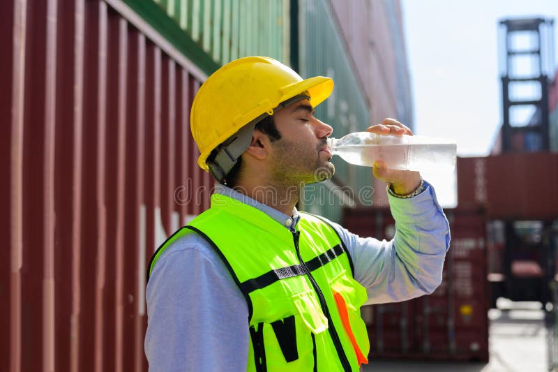 Warehouse Engineer Working at Container Yard Stock Image - Image of ...