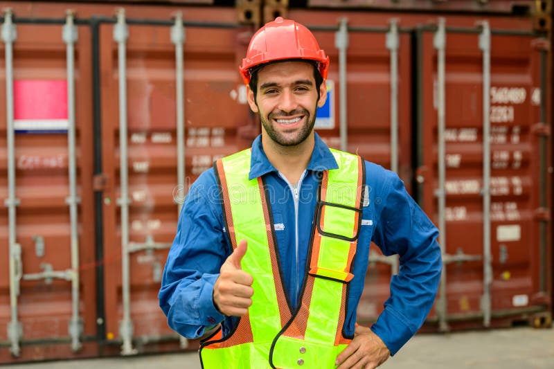 Warehouse Engineer Working at Container Yard Stock Image - Image of ...