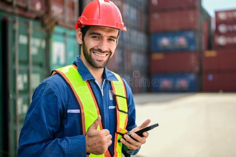 Warehouse Engineer Working at Container Yard Stock Photo - Image of ...