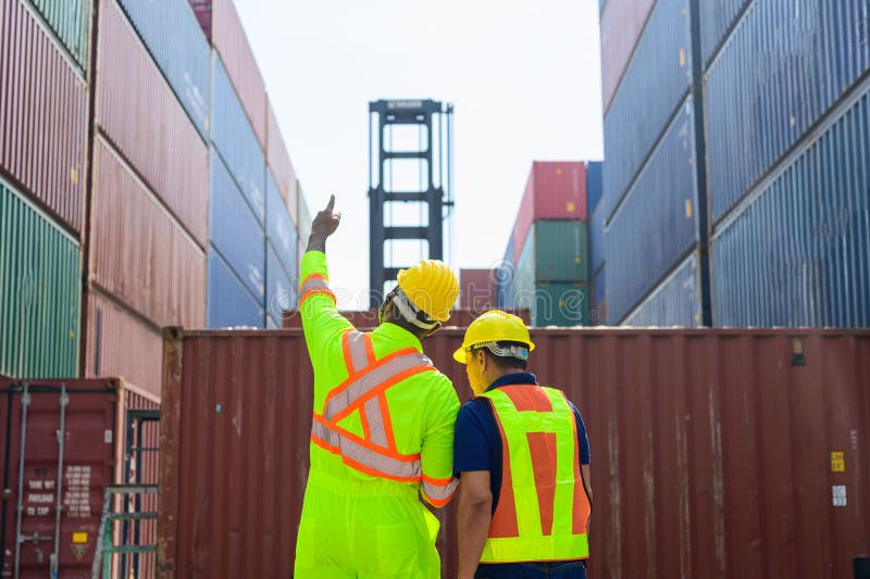 Warehouse Engineer Working at Container Yard Stock Photo - Image of ...