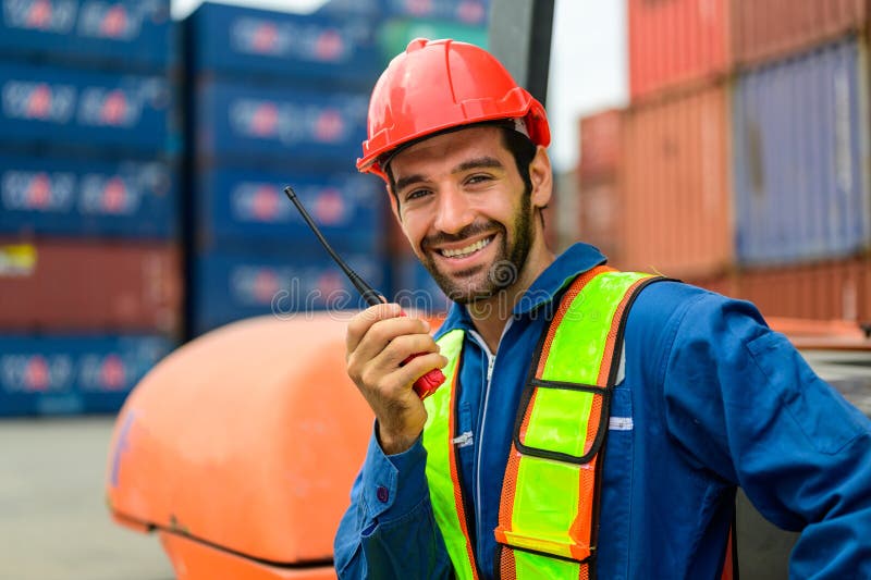 Warehouse Engineer Working at Container Yard Stock Photo - Image of ...