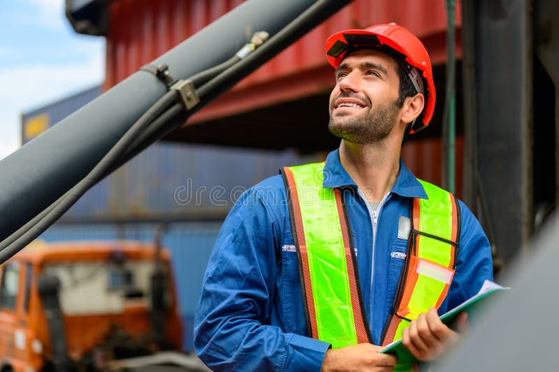 Warehouse Engineer Working at Container Yard Stock Photo - Image of ...