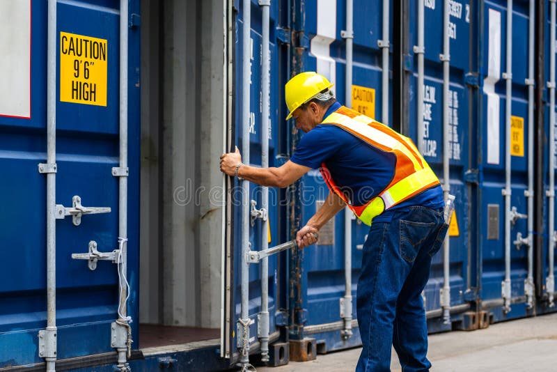 Warehouse Engineer Worker Working at Industrial Container Yard Stock Image - Image of shipping ...