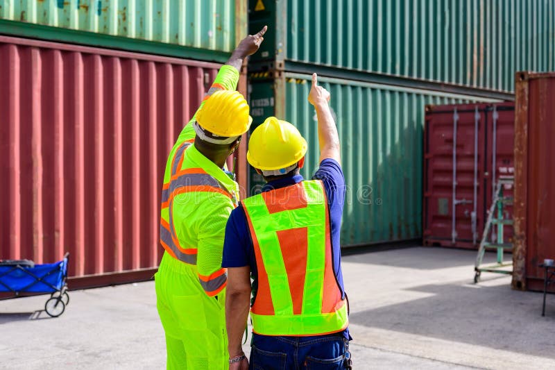 Warehouse Engineer Working at Container Yard Stock Image - Image of ...