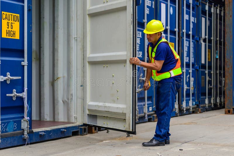 Warehouse Engineer Working at Container Yard Stock Photo - Image of ...