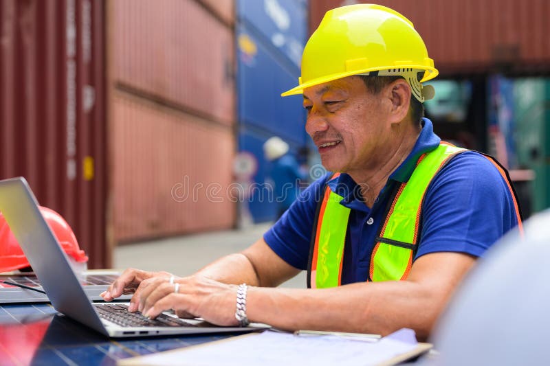 Warehouse Engineer Working at Container Yard Stock Photo - Image of ...