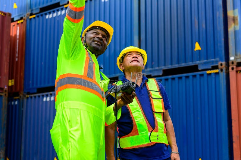 Warehouse Engineer Working at Container Yard Stock Photo - Image of ...