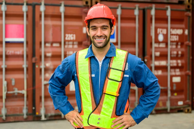 Warehouse Engineer Working at Container Yard Stock Photo - Image of ...
