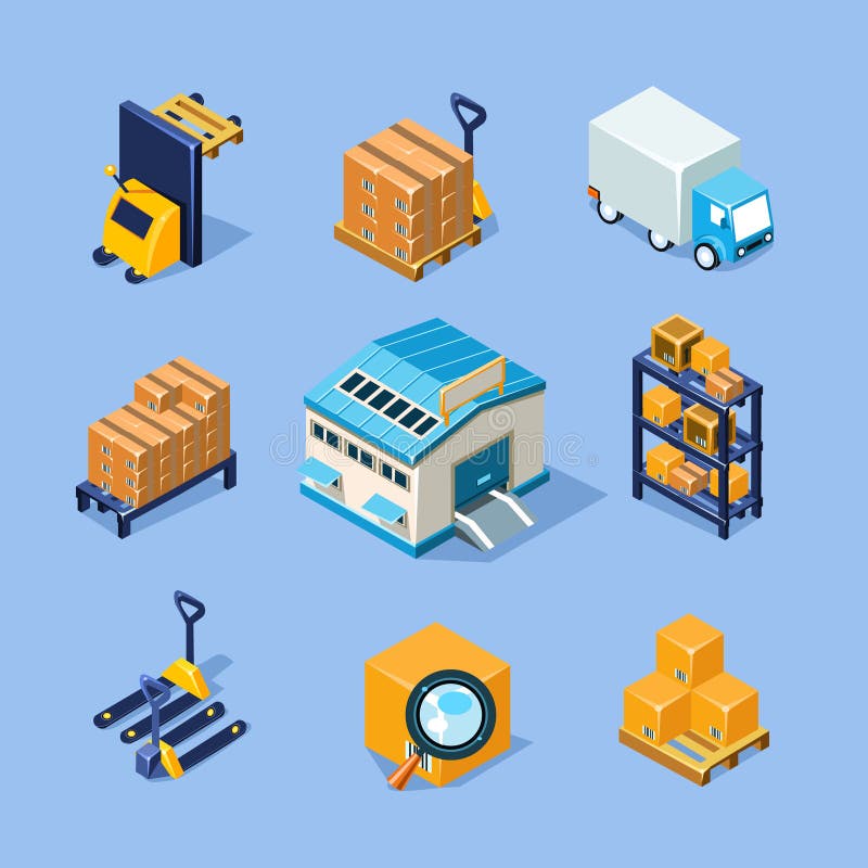 Warehouse equipment icons stock vector. Illustration of loader - 38279975