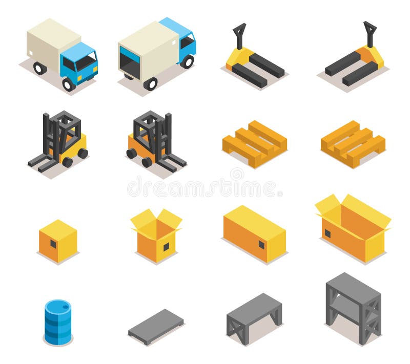Vector Warehouse Equipment Icon Set Stock Vector - Illustration of ...