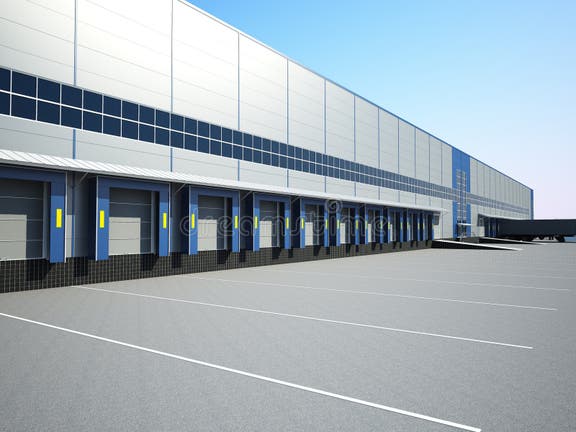 Warehouse Exterior. Loading Docks Stock Photo - Image of load, enter ...