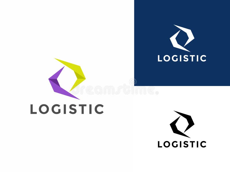 Logistic Logo Design with Arrow, Shipping Factory Industry Logo Vector ...