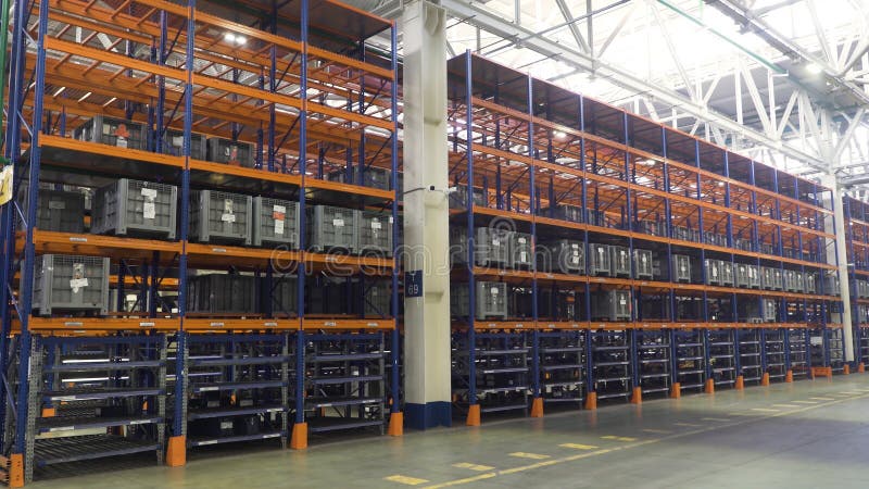 Warehouse in a Factory with Technical Goods for Mechanical Engineering ...