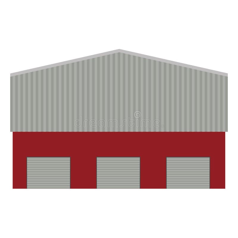 Warehouse or Factory Storage Building Isolated on White Background ...
