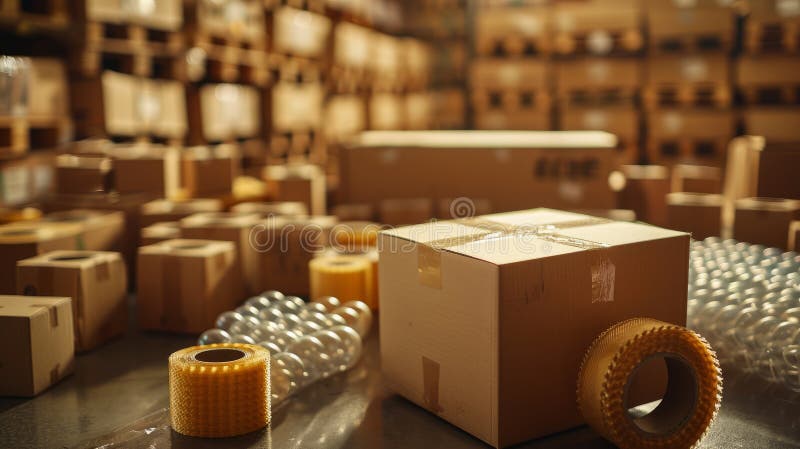 Warehouse Filled with Boxes and Packaging Materials. Stock Photo ...