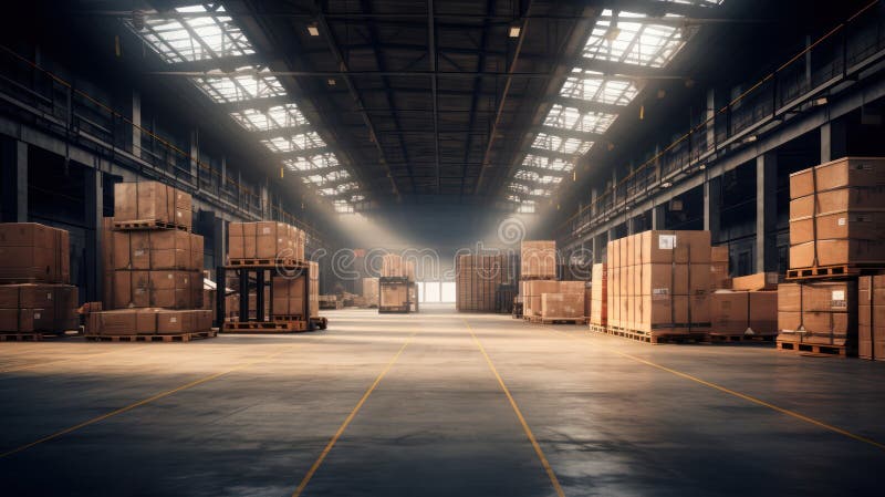 A Warehouse Filled with Cargo, Awaiting Action in an Empty Space Stock ...