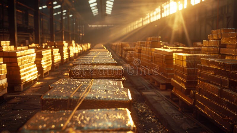 Warehouse Filled with Gold Bars. Stock Image - Image of trade, bars ...