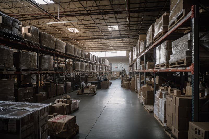 Warehouse, Filled with Merchandise and Boxes Ready for Shipment Stock ...