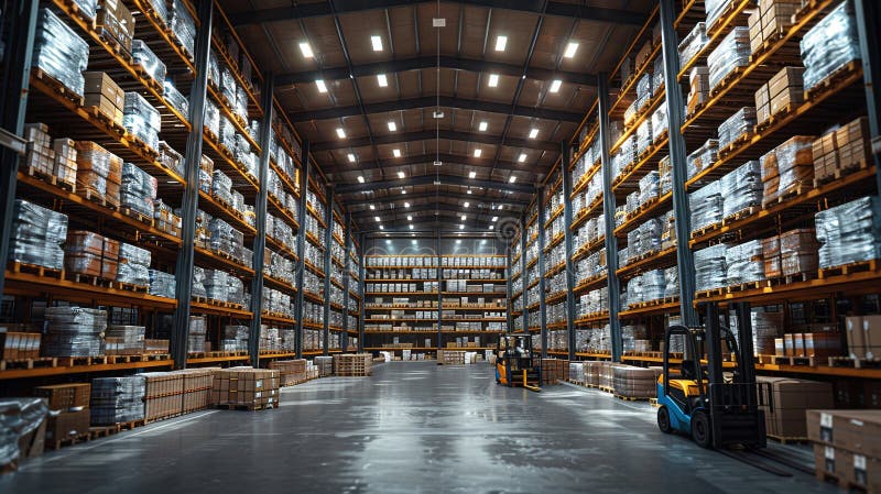 A Warehouse Filled with Shelves, Ready for Shipping. AI Generated ...