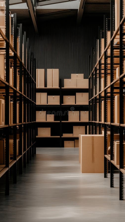 The Warehouse is Filled with Shelves Stacked High with Electronic ...