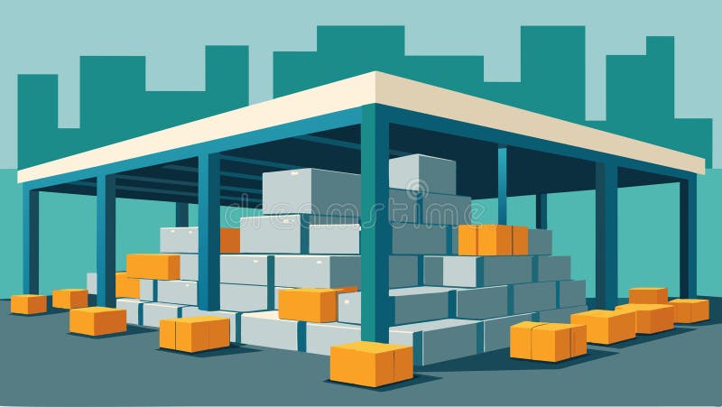 A Warehouse Filled with Stacks of Prefabricated Concrete Blocks ...