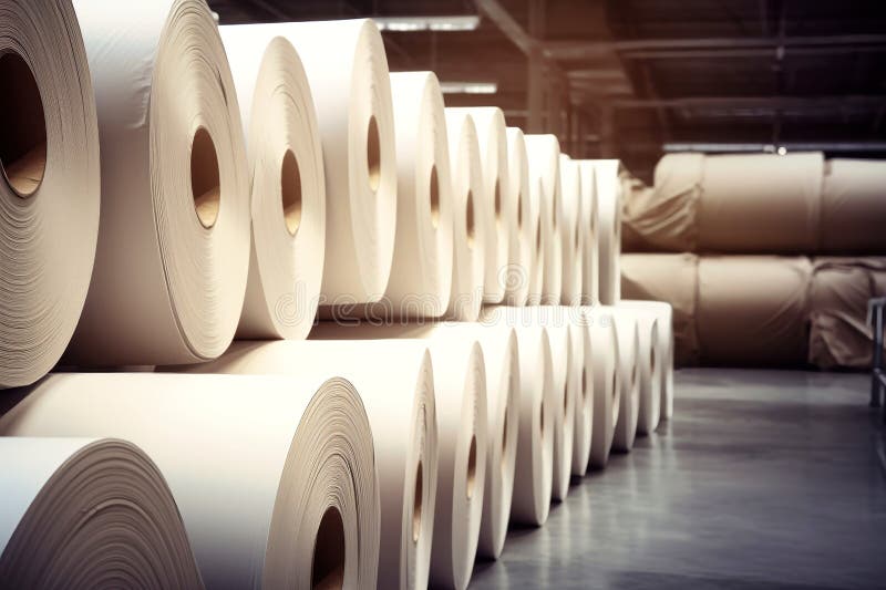 Warehouse for Finished Products of a Paper Mill. Large Rolls of Paper ...
