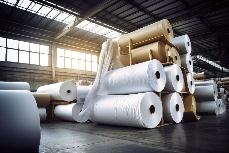 Warehouse for Finished Products of a Paper Mill. Large Rolls of Paper ...