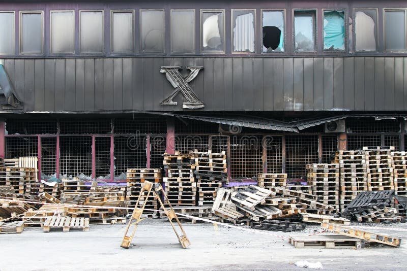 Warehouse damage stock image. Image of fire, building - 22275531