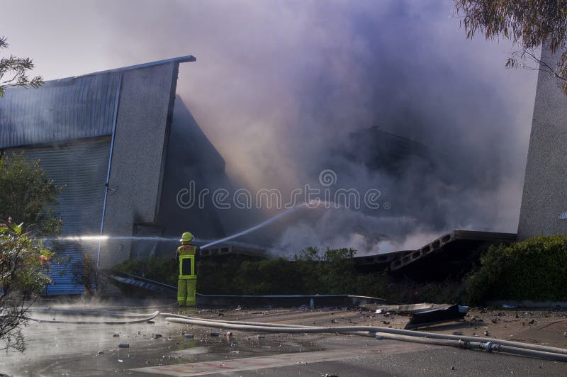 Warehouse Fire Smoke stock photo. Image of emergency - 14345704