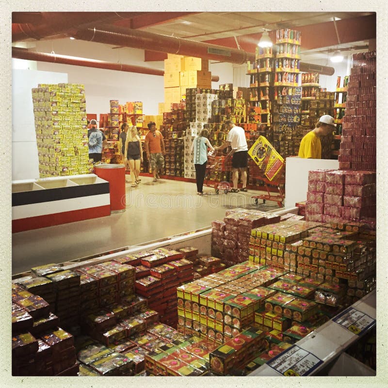 Warehouse fireworks store editorial stock image. Image of interior ...