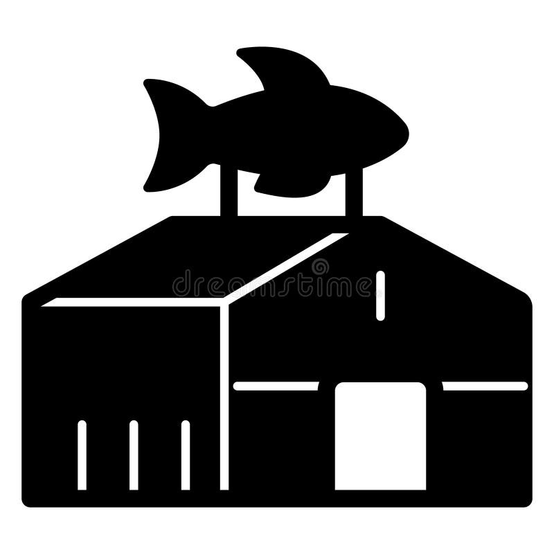 Warehouse and Fish Solid Icon, Fishery Production Concept. Vector ...