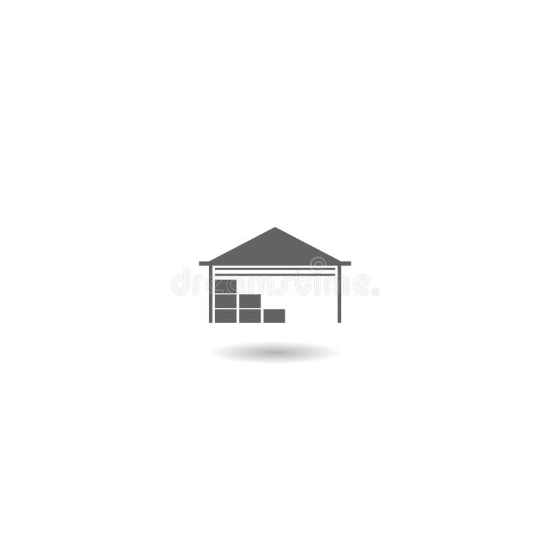 Warehouse Flat Icon with Shadow Stock Vector - Illustration of export ...
