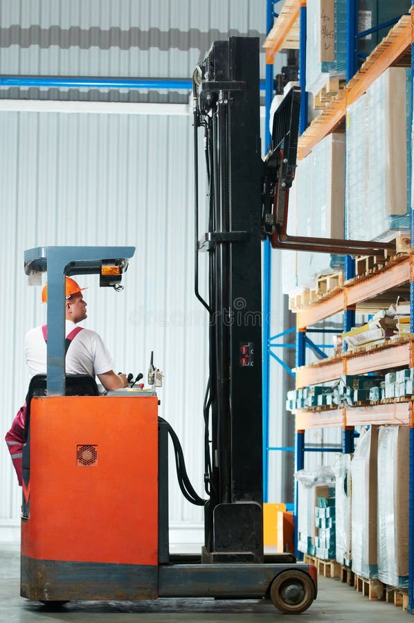 Warehouse Forklift Loader Worker Stock Photo - Image of handling ...