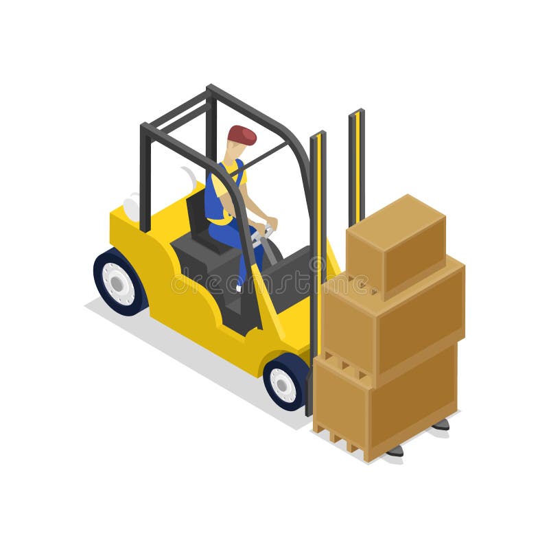 Warehouse Forklift Loading Boxes Isometric 3D Icon Stock Vector ...