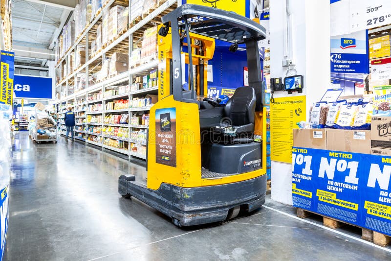 Warehouse Forklift in the Metro Store Editorial Stock Photo - Image of ...