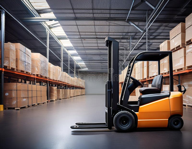 Warehouse with Forklift Ready for Loading and Unloading Goods in the ...