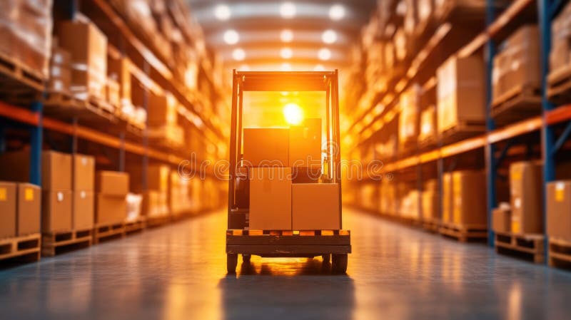 Warehouse Forklift at Sunrise: Efficient Logistics and Modern ...