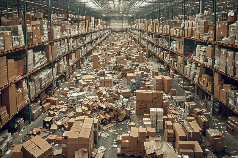 A Warehouse Full of Boxes with a Lot of White and Brown Boxes Stock ...