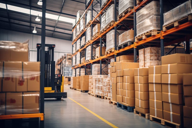 Warehouse Full of Boxes and No People Stock Image - Image of aisles ...