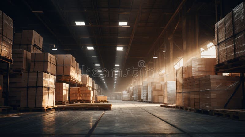 A Warehouse Full of Boxes and Pallets. Stock Illustration ...