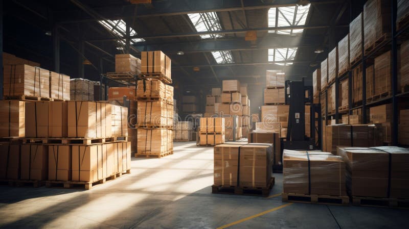 A Warehouse Full of Boxes and Pallets. Stock Illustration ...