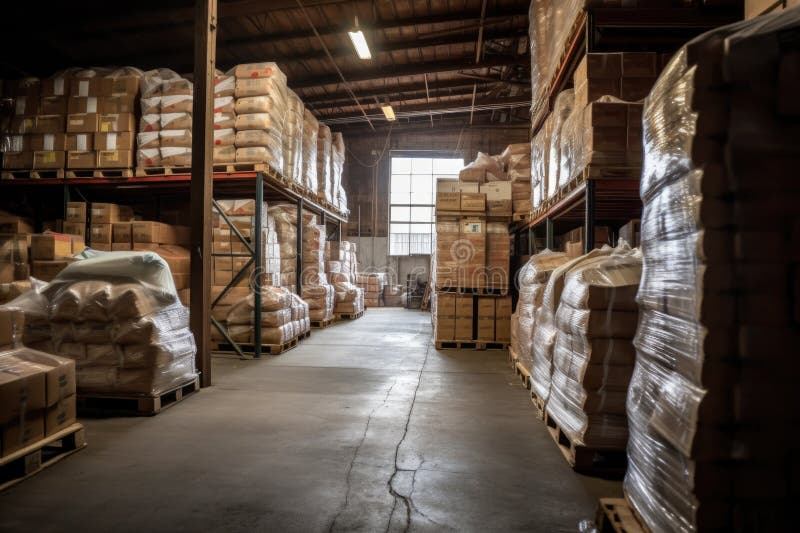 Warehouse Full of Packaged Goods Ready for Shipment Stock Image - Image ...