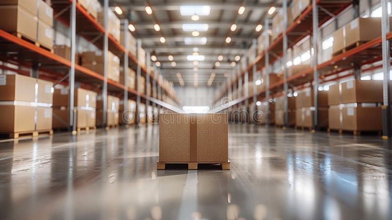 A Warehouse Full of Shelves with Goods in Cardboard Boxes. AI Generated ...
