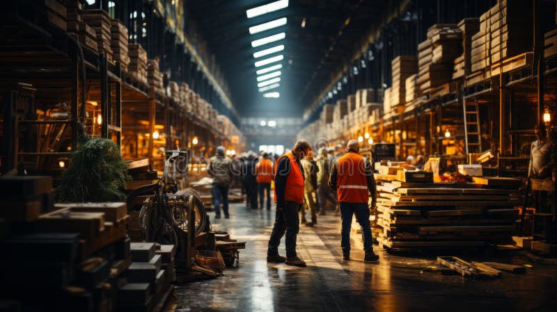 Warehouse Full of Workers in a Warehouse in the Sity. Group of People ...