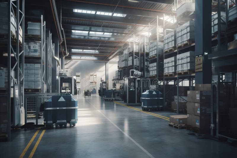 A Warehouse with a Fully Automated Order Management System AI Generated ...