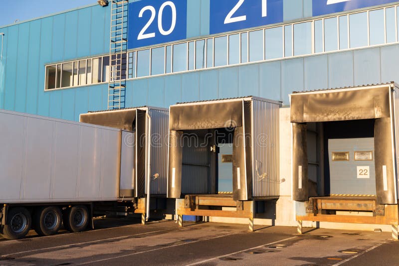 Warehouse Gates and Truck Loading Stock Image - Image of export ...