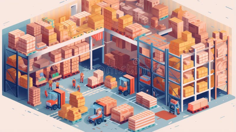 A Warehouse with Goods Being Organized and Shipped, Representing the ...