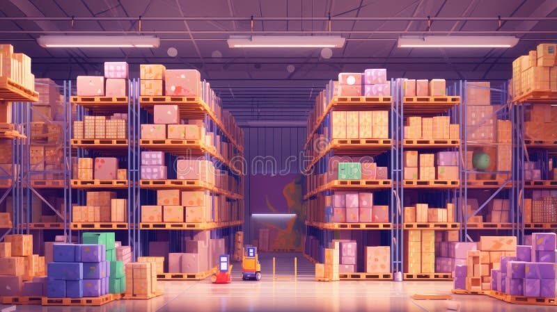 A Warehouse with Goods Being Organized and Shipped, Representing the ...