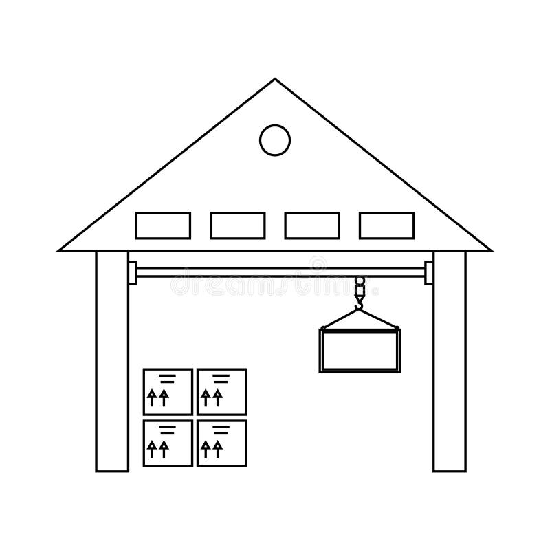 Warehouse with Goods Icon, Outline Style Stock Vector - Illustration of ...